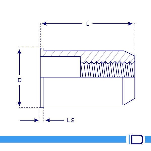 1/4" UNC Steel Low Profile Rivet Nuts